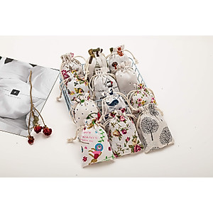 KAOYOO 50PCS 2.8X3.5 Inches Flower Drawstring Burlap Gift Bags,Gift Pouch for Jewelry Coin Candy DIY Craft Wedding Party Christmas New Year's Day