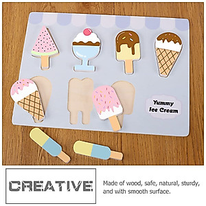 TOYANDONA Ice Cream Puzzles Wooden Educational Preschool Puzzles for Toddlers Kids Boys Girls Children Math Learning Set