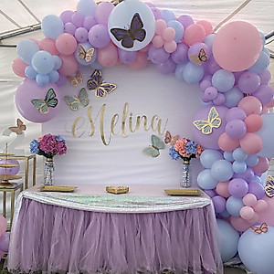 PatiCool Light Purple Balloons - 12 inch 100pcs Latex - Round Pastel Purple Birthday Balloons with 2 Ribbons, Lilac Lavender Balloons for Birthday Party, Wedding, Anniversary, Baby Shower Decorations