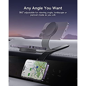 Baseus for Magsafe Car Mount, Magnetic Phone Holder for Car, Magsafe Car Dash Mount Compatible with iPhone 14 13 12 Pro Plus Max Mini, Bendable Memory Titanium Alloy for All Dashboard, Windshield