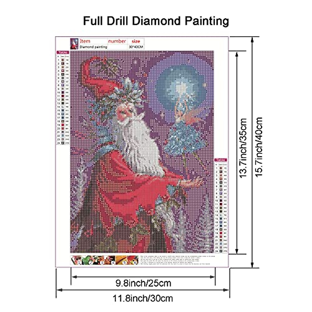 Maripabon 5D Painting by Numbers Kits for Adult Santa Claus Blessed Angel Full Diamond Round Diamond DIY Embroidery Arts Craft for Home Wall Decor, 11.8x15.7 Inch