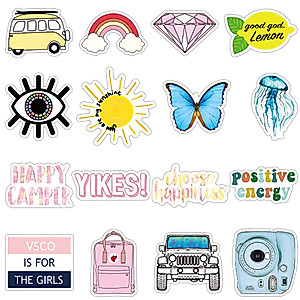 Vsco Stickers for Water Bottle 50 Packs, Cute Waterproof Aesthetic Vinyl Decal Stickers for Teens Girls Perfect for Waterbottle Laptop Phone Travel
