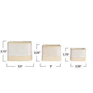 Creative Co-Op Ceramic Nesting Containers, Cream, Set of 3