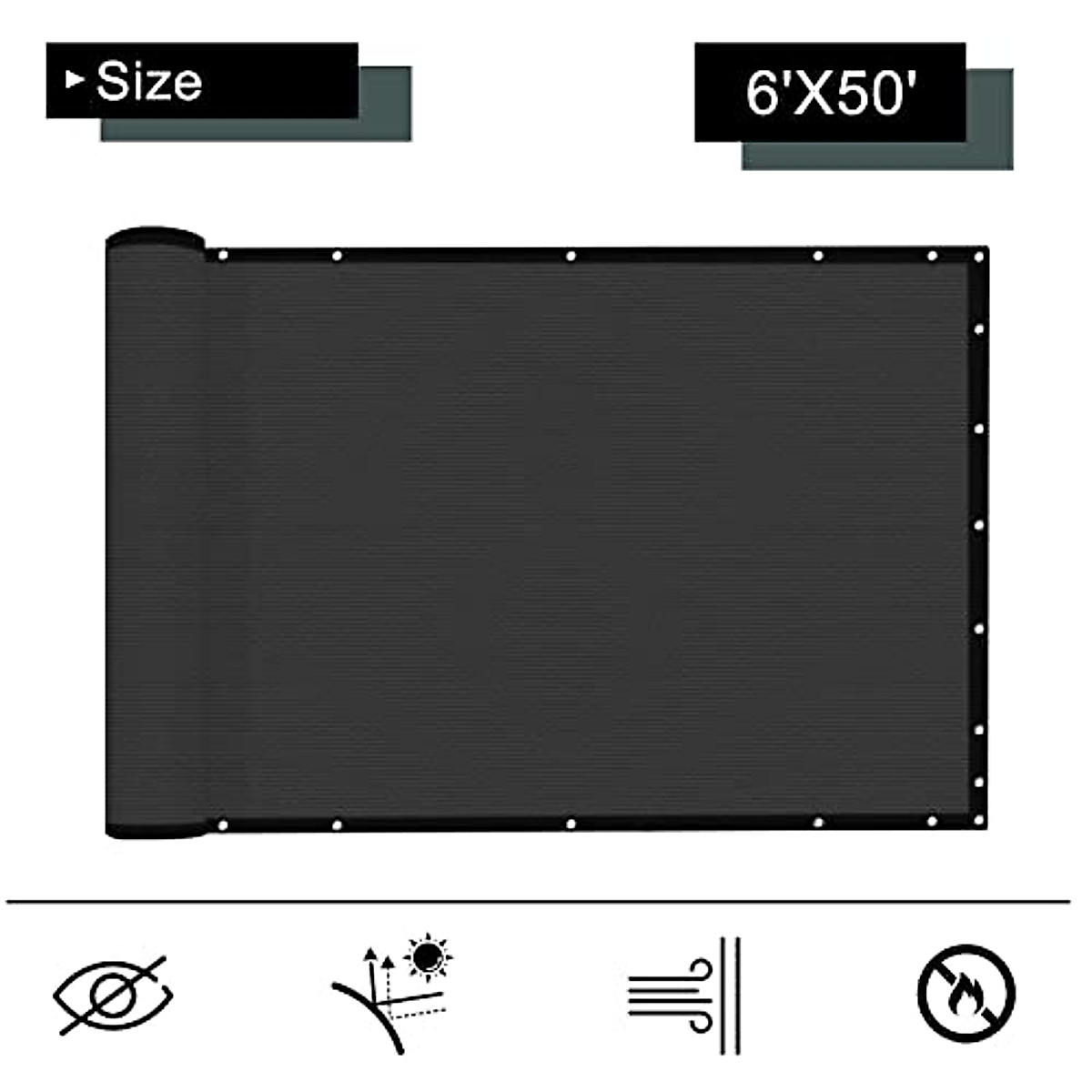 SUNNY GUARD Privacy Screen Fence 30' x 25' Black Heavy Duty Dustproof Denoise Fencing Mesh Fabric Shade Net Cover for Outdoor Wall Garden Yard Pool Deck(We Make Custom Size)