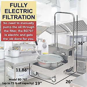 MirOil BD707 Fryer Filter Machine - Discard Trolley, Electric 75 pound Oil Capacity