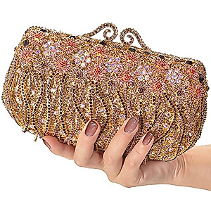MOSSMON Flower Crystal Evening Clutch Bag Elegant Bride Wedding Party Purse for Women