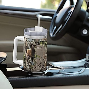 Wildlife Hunting Deer Bear Elk Print Insulated Stainless Steel Coffee Cup 40oz Capacity, Home Office Outdoor