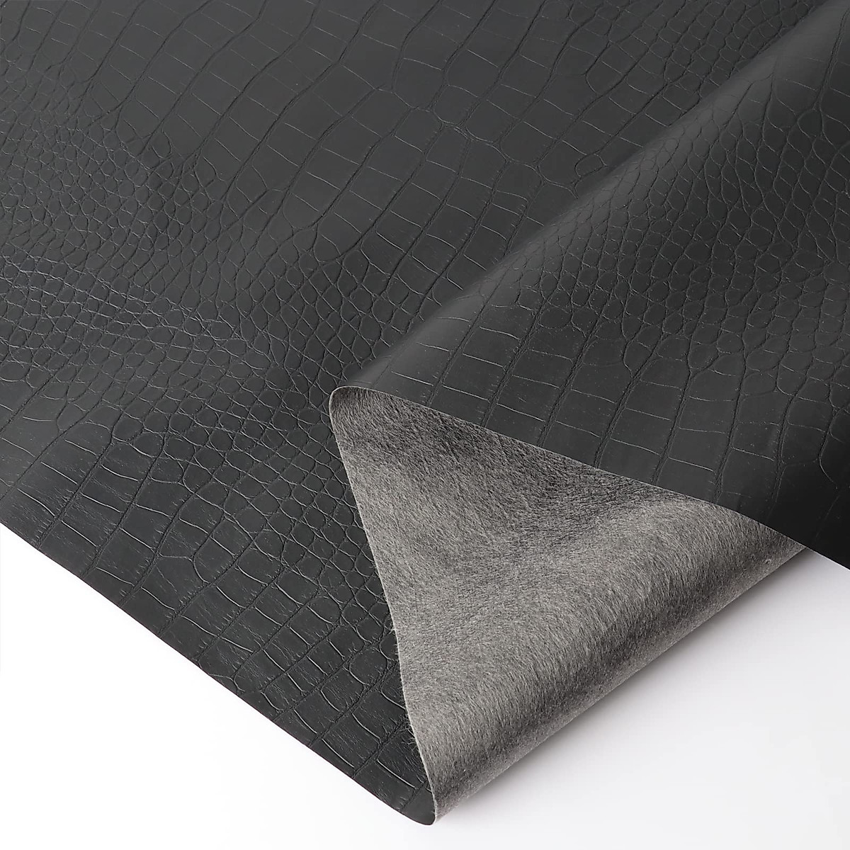 Vinyl Leather Fabric Crocodile Pattern Marine Waterproof Material 36" L×54" W Marine Vinyl Synthetic Leather Sheets 0.5mm Thick for Upholstery Crafts, Automotive/Boat, Cushion, DIY Sewing - Black