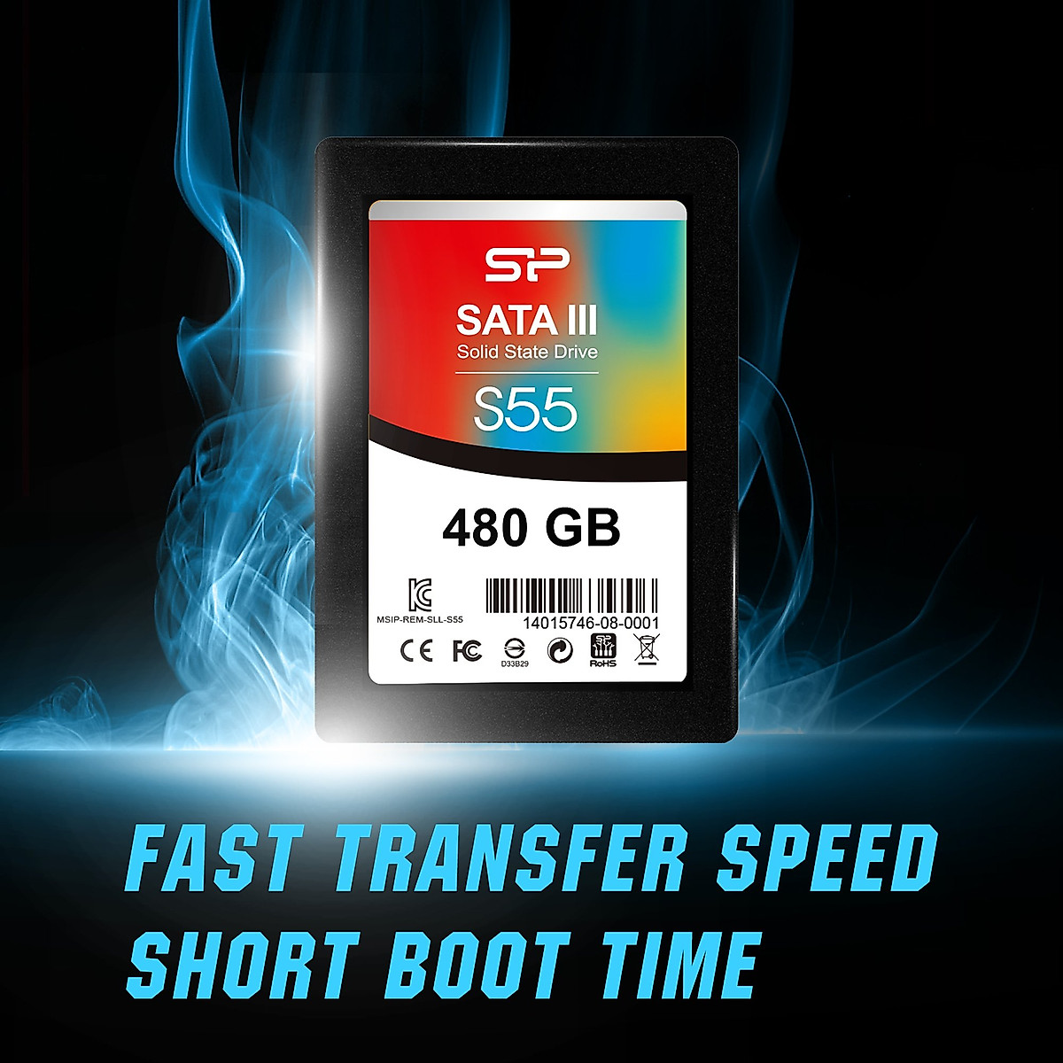 Silicon Power 480GB SSD S55 TLC (SLC Cache Performance Boost) SATA III 2.5" 7mm (0.28") Internal Solid State Drive- Free-download SSD Health Monitor Tool Included (SP480GBSS3S55S25AE)