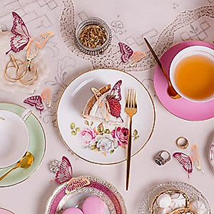 WALPLUS 52 Pcs Rose Gold Realistic 3D Butterfly Wall Decals Removable DIY Home Birthday Cakes Wedding Decorations Art Decor Wall Stickers Murals Nursery Baby Bedroom TV Background Living Room