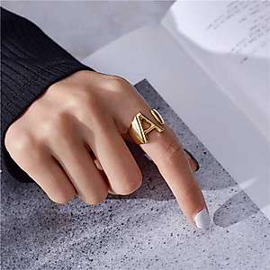 Gold Initial A Rings for Women, GoldChic Jewelry Letter Adjustable Ring Womens Statement Rings for Party, Women’s Alphabet Ring Name Jewelry