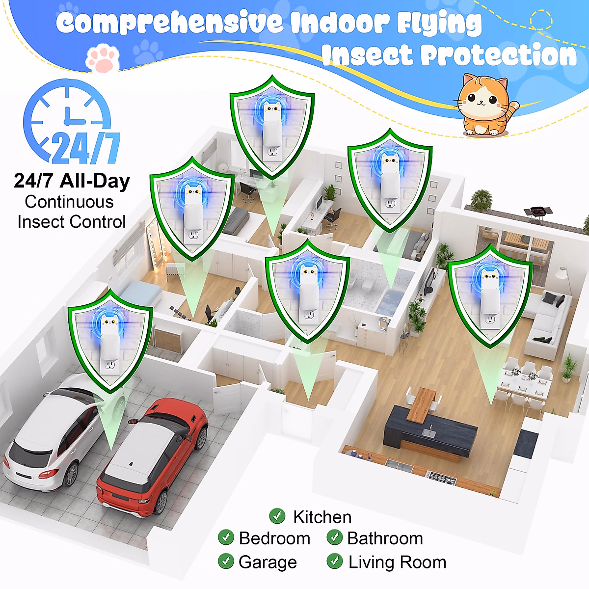 Qualirey 25 Pack Flying Insect Trap Refill Fly Traps, Insect Trap Glue Board Refills, Replacement Sticky Glue Cards for Insect Bug Mosquito Gnat Fruit Fly Trap Indoors (Cat Shape)