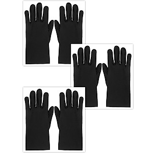 Sumind 3 Pairs Wrist Length Gloves Women Short Satin Gloves Opera Short Gloves for 1920s Wedding Party (Black 2)