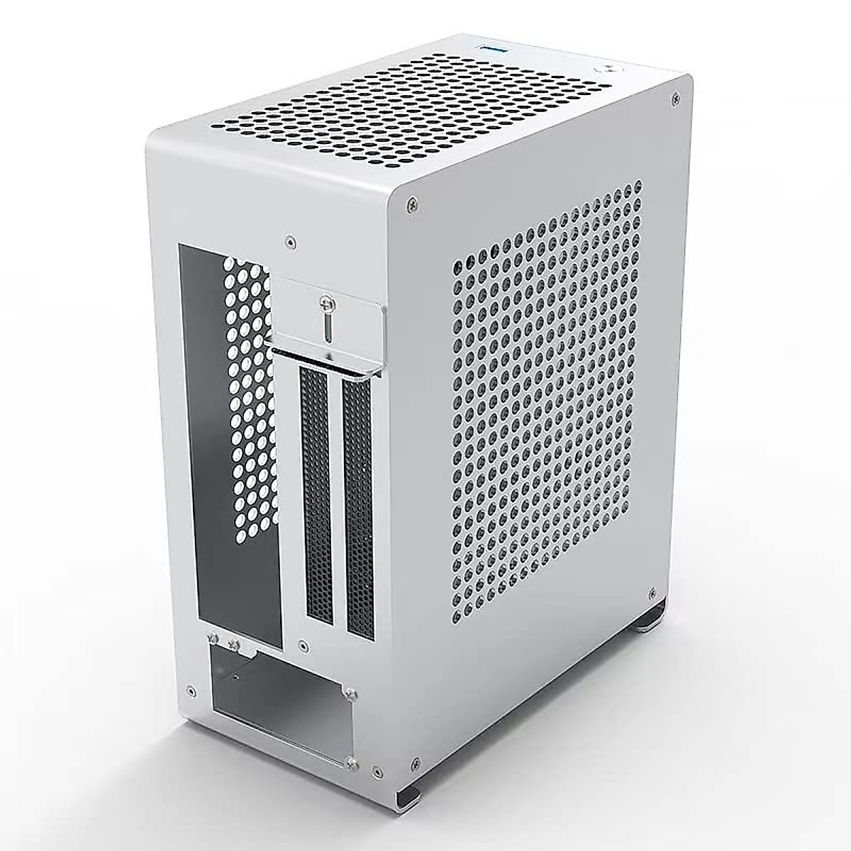 ZZAW A1P Mini-ITX PC Case, Mini Computer Case in Silver Color, Full Aluminum Small Gaming Computer Chassis with 3.0 Dual Reverse PCI Riser Cable