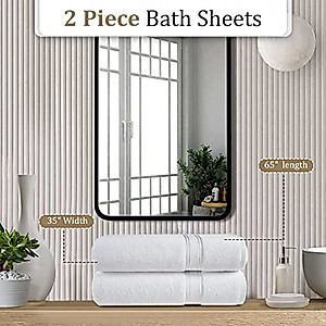 Hotel Spa Luxury Bath Sheet - 2 Pack - Oversized Bath Towels Extra Large 35 x 65 - 100% Cotton Extra Large Bath Towels, Hotel Towels, Soft Absorbent Everyday Use Easy Care Towel Set - Sky Blue Towels