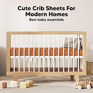 2-Pack Crib Sheets for Boys, Girls - Viscose Derived from Bamboo Fitted Crib Sheet, Baby Crib Sheets Neutral, Crib Mattress Sheet, Toddler Bed Sheets, Baby Sheets for Crib Fitted Sheets (Rust)