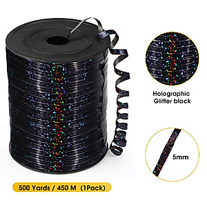 OMISELIO Black Curling Ribbon, 500 Yard, Shiny Metallic, Laser Thin, Curly, Perfect for Gift Wrapping, Balloons, Crafts, Parties, Occasions, Black, Plastic, Celebratory