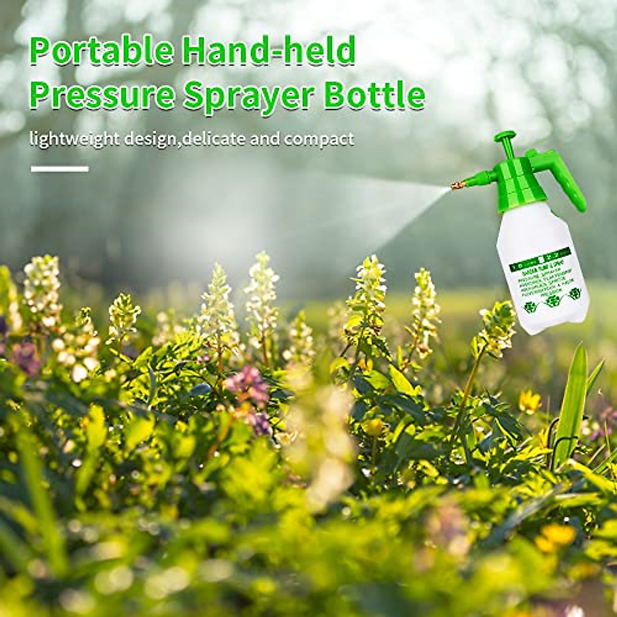 Munyonyo Garden Pump Sprayer,68oz/34oz Hand-held Pressure Sprayer Bottle for Lawn with Safety Value&Adjustable Nozzle, for Watering,Spraying Weeds,Home Cleaning and Car Washing,0.5 Gallon