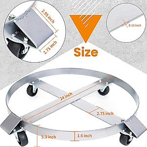 55-Gallon Drum and Garbage Can Dolly – 1000 Pound Trash Can Dolly Swivel Casters Wheel Steel Frame Dolly Cart Non Tipping Hand Truck Capacity Dollies(Silver)