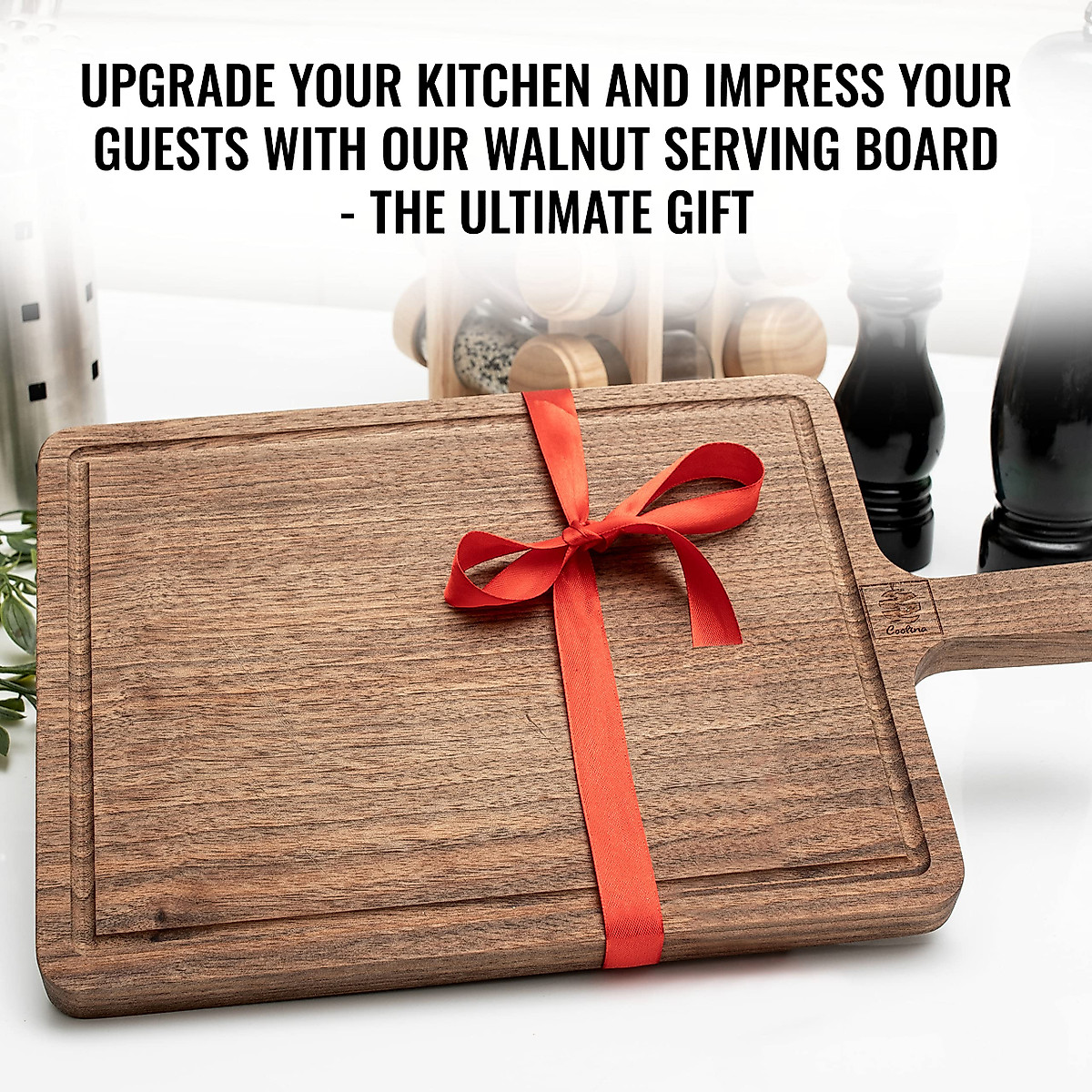 Coolina Walnut Serving Board - Perfect Cutting Board for Chopping Meet,Chicken! Made from Durable Walnut Wood (12x9 inches)