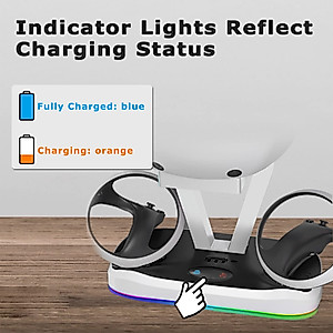 PS VR2 Charging Station Magnetic Charging Base for PS VR2 Headset Holder Storage Rack PS VR2 Controller Charging Dock Stand with RGB Color Light
