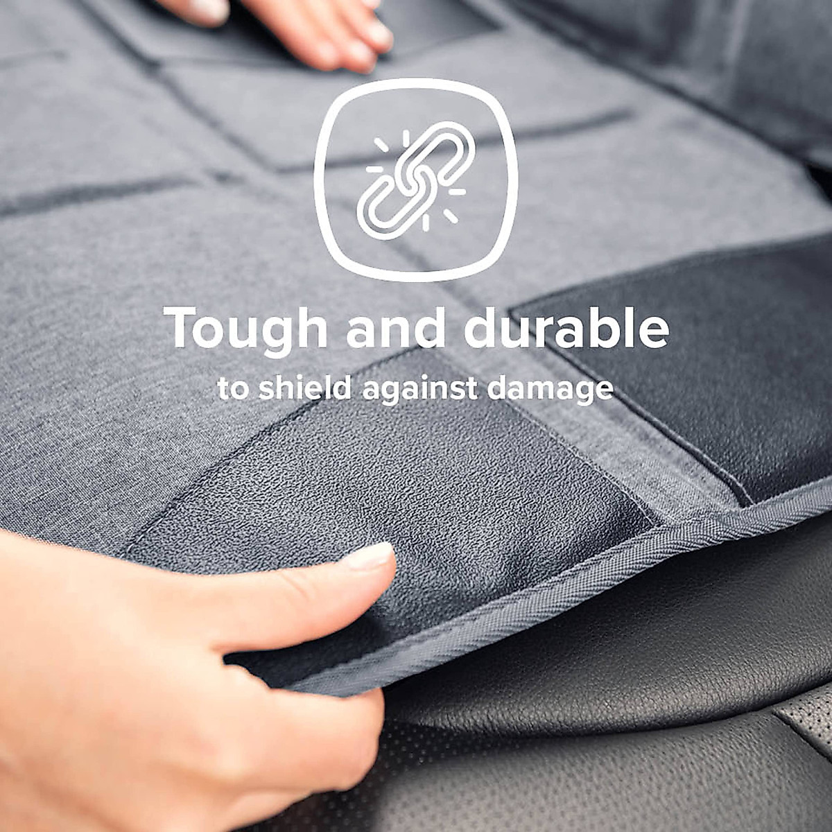 Diono Ultra Mat and Heat Sun Shield Complete Back Seat Upholstery Protection with Integrated Heatshield, Crash Tested, Water Resistant Protection, Durable, Anti-Slip, 3 Mesh Storage Pockets