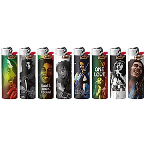 BIC Pocket Lighter, Special Edition Bob Marley Collection, Assorted Unique Lighter Designs, 8 Count Pack of Lighters