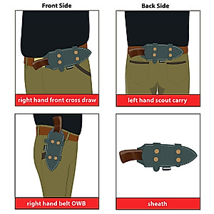 GCS Handmade Micarta Handle D2 Tool Steel Tactical Hunting Knife with leather sheath Full tang blade designed for Hunting & EDC GCS 187 Black