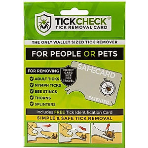 Tick Remover Card - Wallet Sized Tick Removal Tool with Free Tick ID Card & Testing Information - for People, Dogs, Cats (1 Pack)