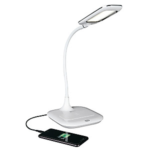 OttLite LED Desk Lamp with Wireless Charging, Prevention Designed to Reduce Eyestrain - Adjustable Flexible Neck, 3 Color Modes & Touch Controls - Crafting, Office Work, Reading & Studying