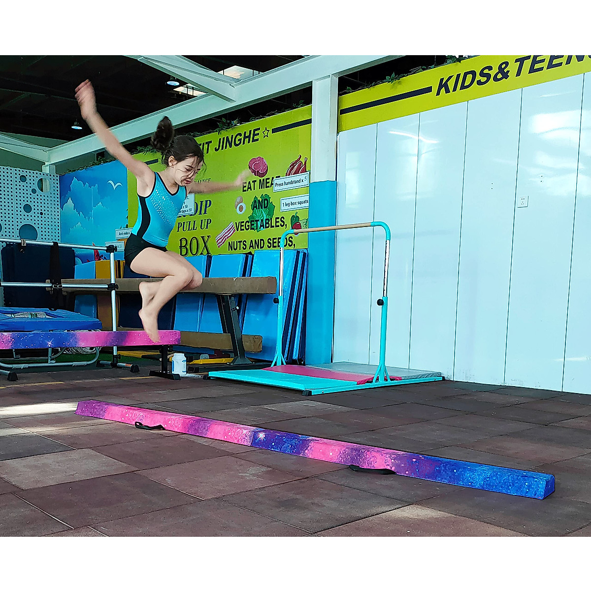 FC FUNCHEER Foldable Gymnastics Beam for Kids,6FT/9FT Floor Balance Beam,Non-Slip Base,Faux Suede Cover with Carrying Bag and Handles