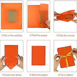 NEBURORA 108 Sheets Autumn Gift Wrap Paper Orange Brown Yellow Tissue Paper Fall Tissue Bulk for Thanksgiving Day Birthday Holiday Presents Packaging and Fall Theme Party Decoration