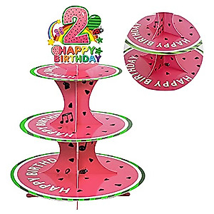 Coco Party Supplies Cupcake Stand, 2nd Second Watermelon Party Favors Cake Stand for Kids Birthday Party Decorations, Kids Melon Birthday Baby Shower Party Supplies