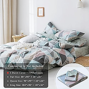 VM VOUGEMARKET Geometric Duvet Cover Queen,100% Cotton Colorful Duvet Cover Matching 2 Pillow Shams,3 Pieces Reversible Diamond Bedding Set Without Comforter-Full/Queen,Diamond