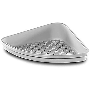 madesmart Plastic Bathtub Corner Shelf for Expanded Soap Storage Space, Storage Shelf for Bathtub Corner with Drainage Holes, Gray