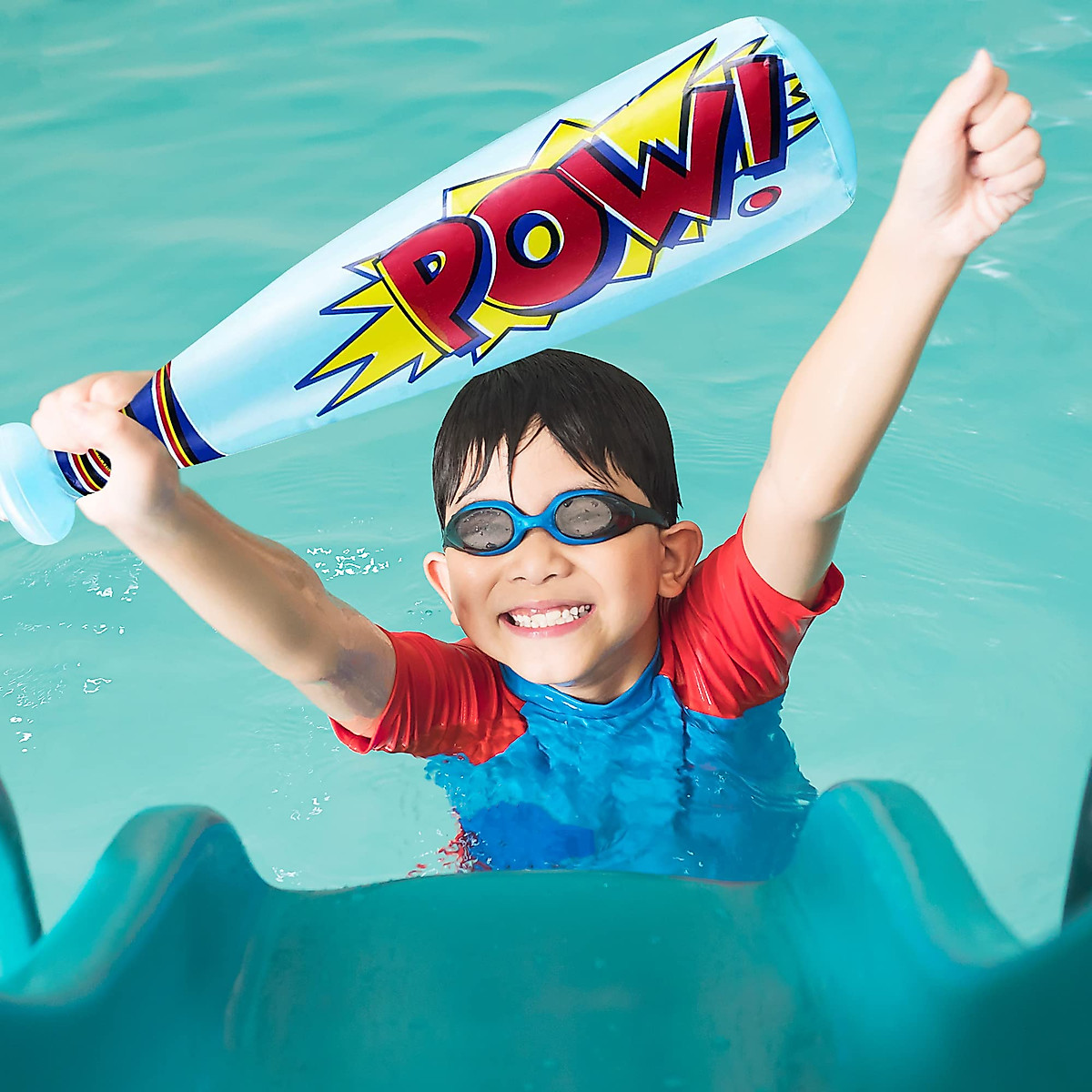 ArtCreativity 20 Inch Pow Inflatable Baseball Bats, (Pack of 12), Baseball Goodie Bags Favors & Superhero Birthday Boy Party Favors, Inflatable Toys for Kids, Carnival Party Prizes for Kids