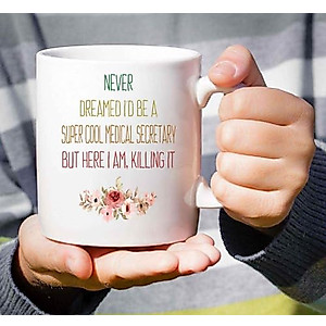 Medical Secretary Appreciation, Nurture Fulfilling Careers Gift for Women - Gray 11 Oz White Ceramic Coffee Mug