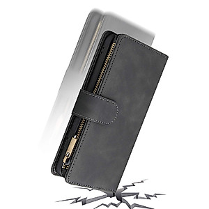 Asuwish Compatible with Huawei P30 Lite Wallet Case Tempered Glass Screen Protector and Leather Flip Cover Card Holder Stand Cell Accessories Phone Cases for Hawaii P30Lite P 30 30Lite Women Men Black