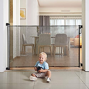 EasyBaby Extra Wide Retractable Baby Gate, 33" Tall, Extends up to 71" Wide, Grey/Child Safety Baby Gates, Pet Retractable Gates for Stairs, Doorways, Hallways, Indoor and Outdoor