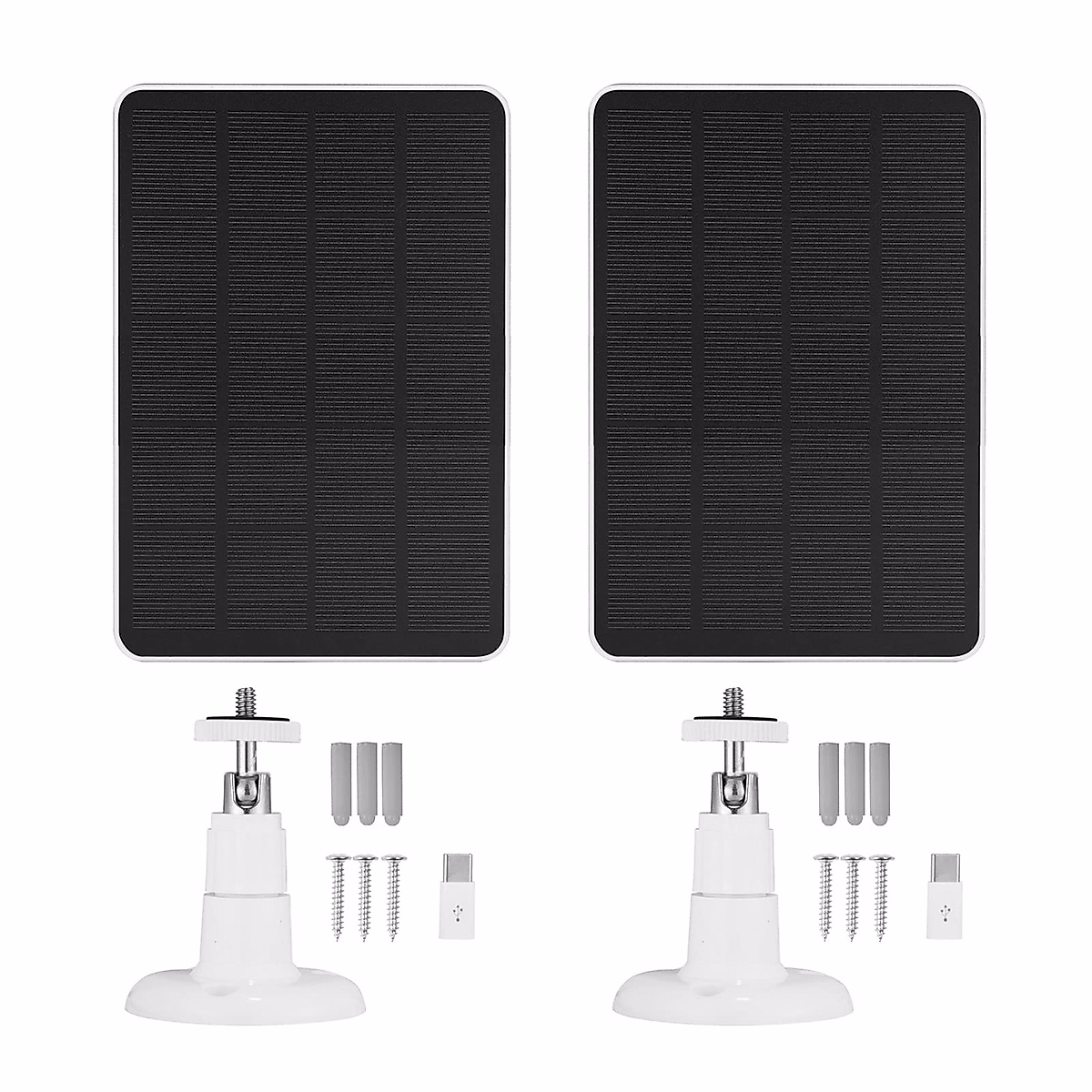2-Pack Solar Panel Camera Charger Fit for Eufycam 3/3C s300/2,2 Pro, 2C, 2C Pro,c210,s330,s340,e340, E, E20, E40/L20/L40/S40/4G Eufy Security Camera Micro USB Type-C Port 10FT Cable, IP65 Waterproof