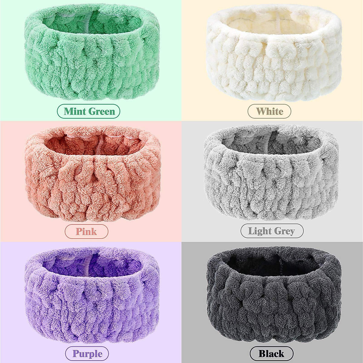 WILLBOND 6 Pieces Extra Wide Band 5 Inch Headband Spa Facial Headband Microfiber Headband Elastic Makeup Headbands Hair Accessories for Thick and Curly Hair, 6 Colors