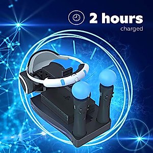 Skywin PSVR Stand - Charge, Showcase, and Display Your PS VR Headset and Processor - Compatible with Playstation PSVR - Showcase and Move Controller Charging Station