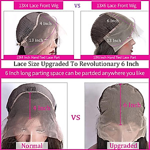 Hswpawk 13x6 Deep Wave Lace Front Wigs Human Hair HD Transparent Lace Front Wigs Human Hair Pre Plucked 180% Density Glueless Wigs Human Hair with Baby Hair Deep Curly Wigs for Women Natural Color 24