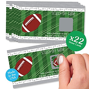 Big Dot of Happiness End Zone - Football - Baby Shower or Birthday Party Game Scratch Off Cards - 22 Count