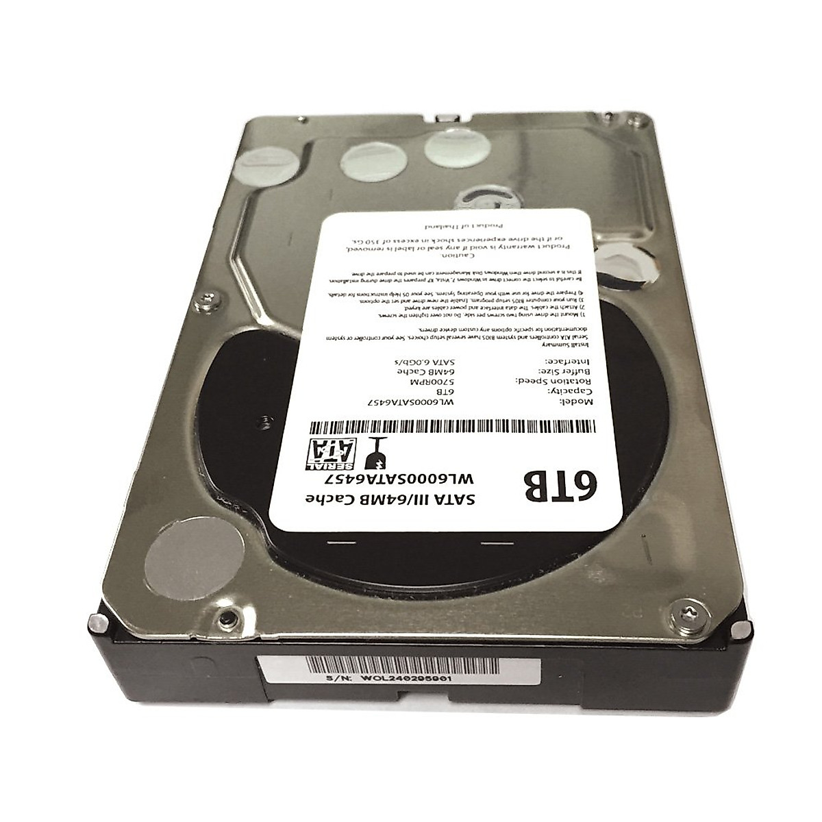 WL 6TB 64MB Cache 5400RPM SATA III (6.0Gb/s) 3.5" Internal Surveillance DVR Hard Drive - w/ 1 Year Warranty