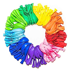 Dusico® Balloons Rainbow Set (100 Pack) 12 Inches, Assorted Bright Colors, Made With Strong Multicolored Latex, For Helium Or Air Use. Kids Birthday Party Decoration Accessory