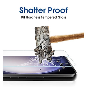 amFilm Auto-Alignment OneTouch for Samsung Galaxy S23 6.1" Screen Protector + Camera Lens Protector, Tempered Glass, 30 Seconds Installation, Bubble Free, Case Friendly, Anti-Scratch [2+2 Pack]