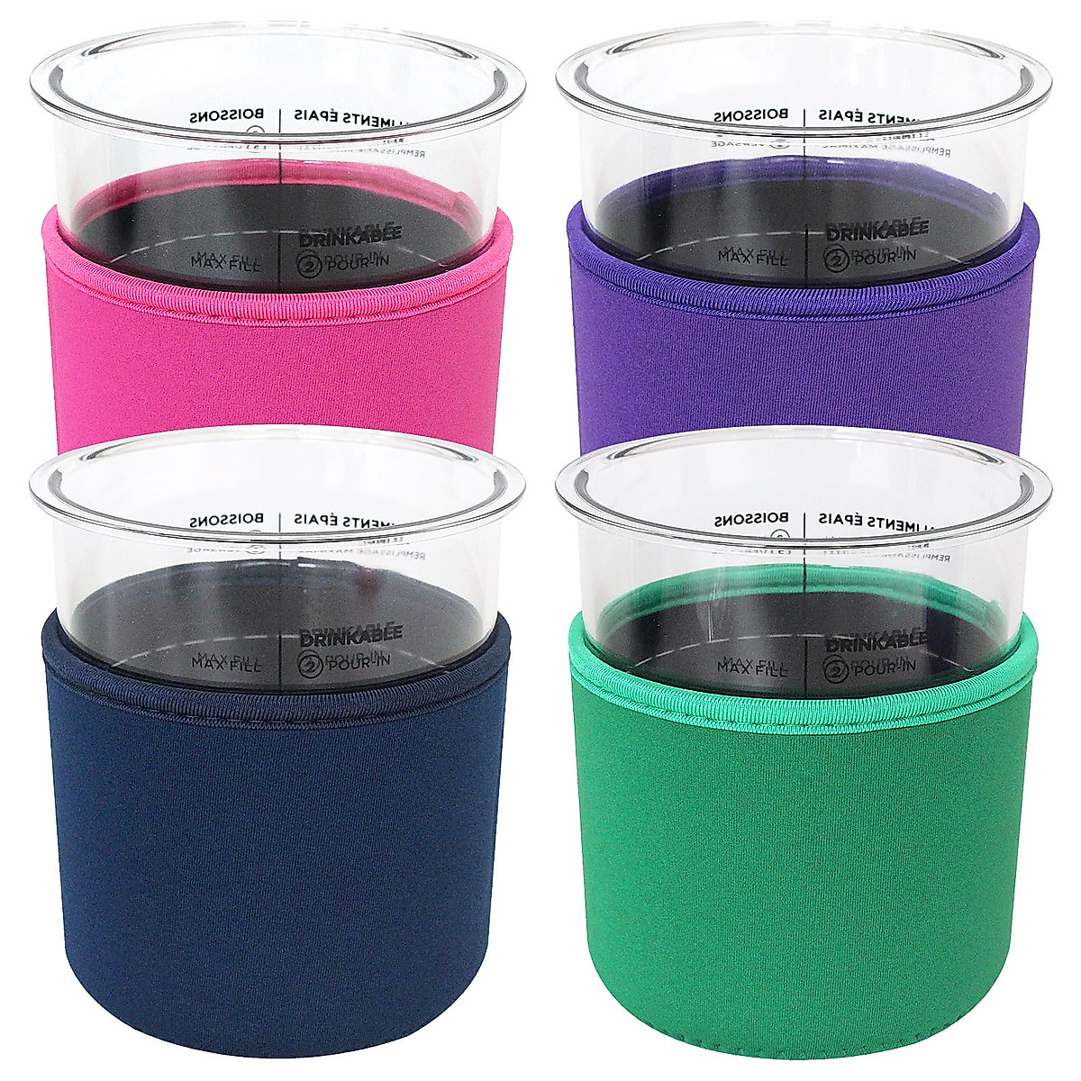 Xumbtvs Reusable Ice Cream Sleeve, 4 Pcs Neoprene Insulated Sleeves for Ninja Creami Deluxe Pints, Compatible with NC501, NC500 Series Deluxe Ice Cream Maker Containers, Only Sleeve(Colorful,24oz)