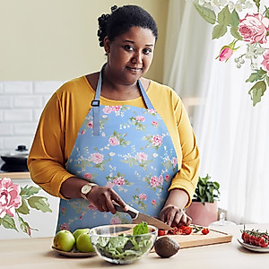 Janmercy 3 Pieces Plus Size Aprons for Women with Pockets Floral Apron Adjustable Cooking Aprons for Kitchen Cooking Baking Household Cleaning Gardening Supplies