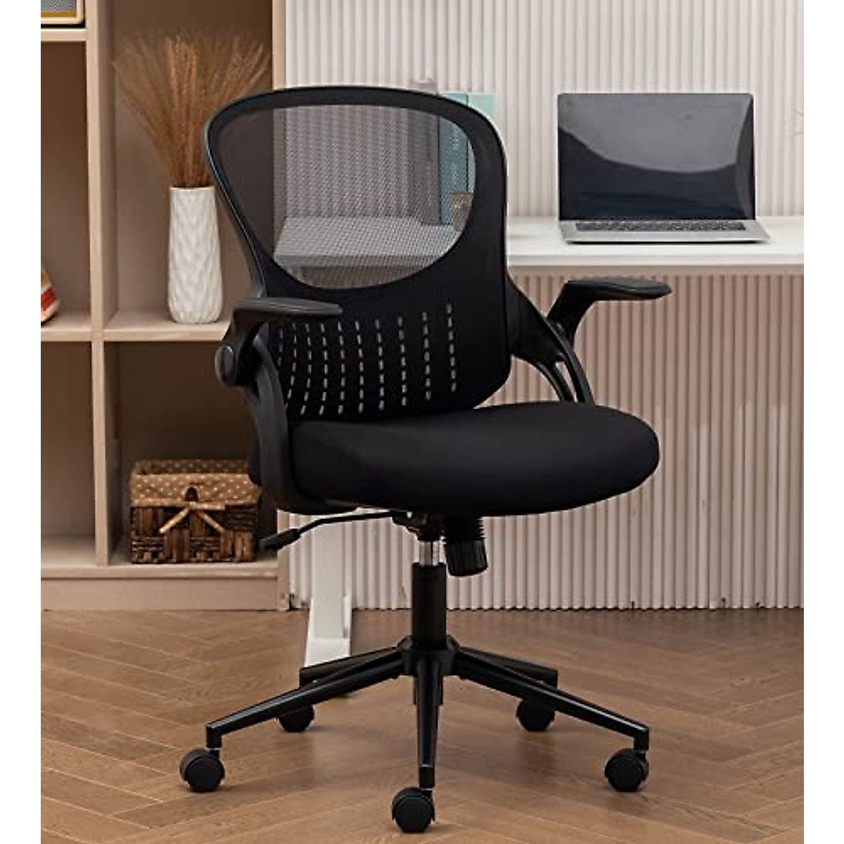 Ergonomic Home Office Desk Chair Mesh Computer Chair Height Adjustable Office Chair Task Chair with Flip-up, Black